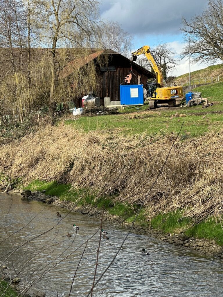 Beginn der Bauarbeiten an der Bünz - Gemeinde Dottikon